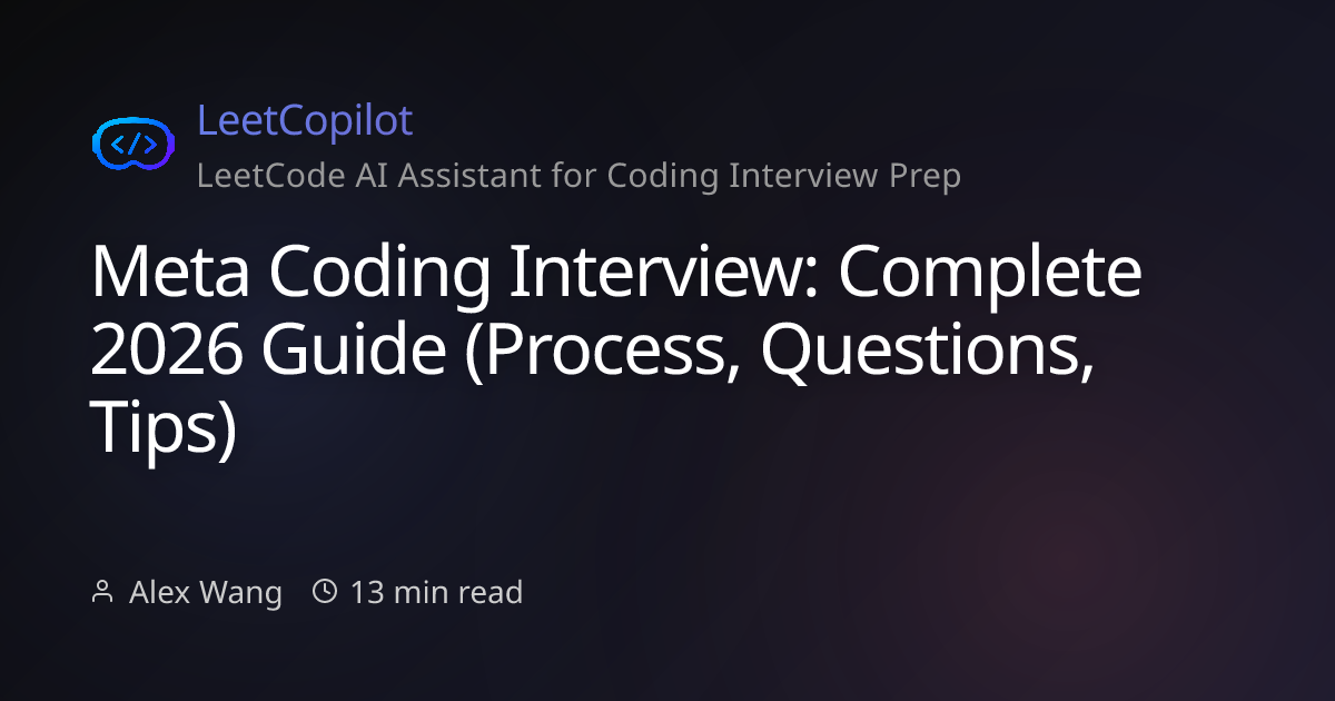 Meta Coding Interview: Complete 2026 Guide (Process, Questions, Tips)