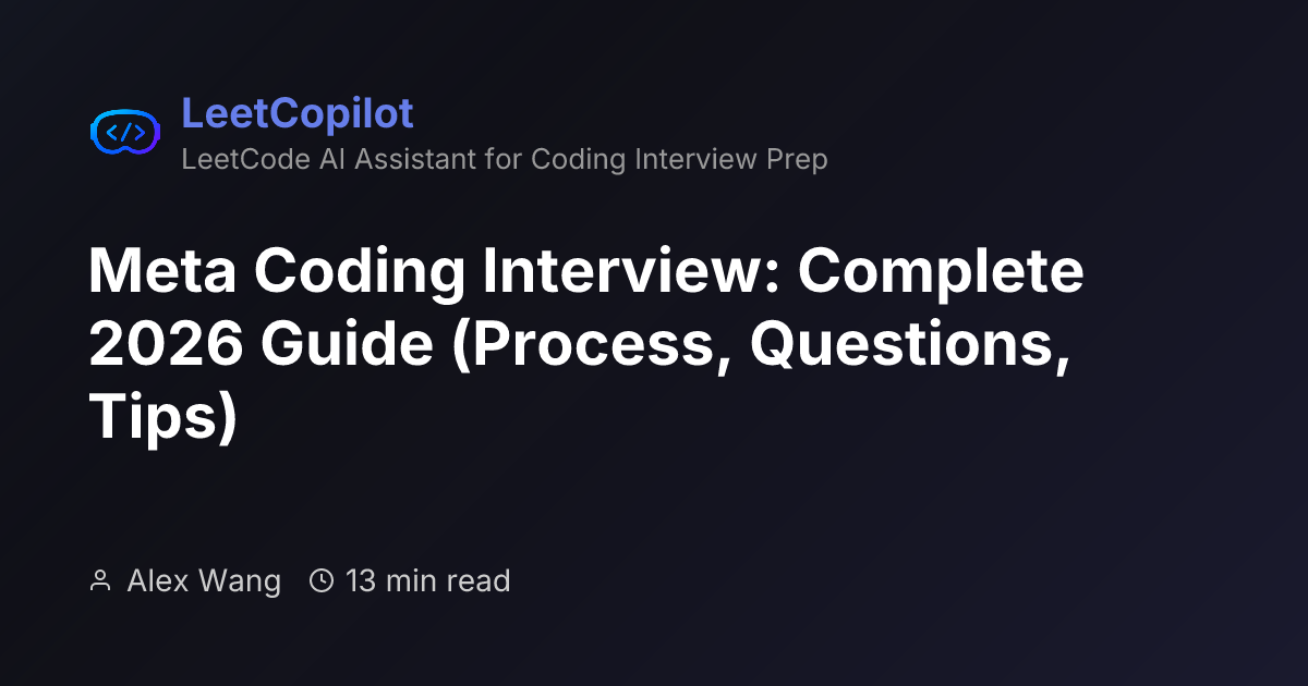 Meta Coding Interview: Complete 2026 Guide (Process, Questions, Tips)